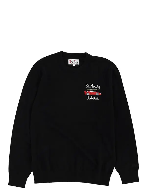MC2 SAINT BARTH Embroidered Wool Sweater - Black