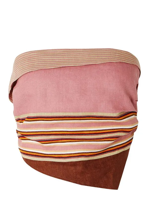 Faithfull The Brand Ebbe Shirred Striped Linen Bandeau Top - Multi