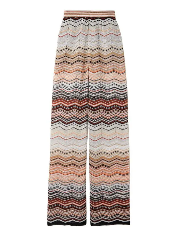 Missoni Sequin-embellished Striped Metallic Crochet-knit Wide-leg Pants - Multi