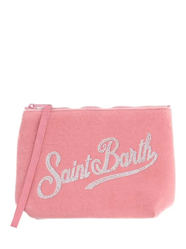 MC2 SAINT BARTH Aline Velvet Clutch Bag - Pink