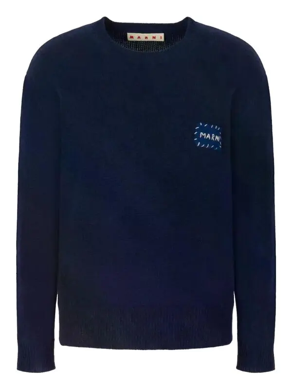 Marni Logo-patch Crew-neck Sweater - Blue