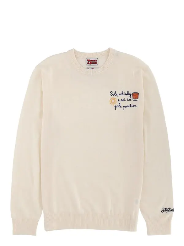 MC2 SAINT BARTH Crewneck Sweater With Embroidery - Grey