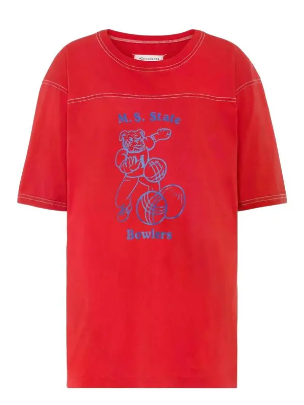MAISON MARGIELA Graphic-print Crew-neck T-shirt - Red