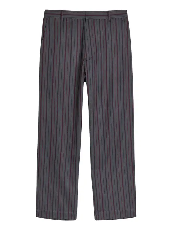 THE ELDER STATESMAN Striped Wool And Cashmere-blend Trousers - Dark Grey