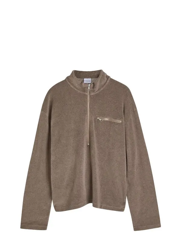 MKI MIYUKI ZOKU Logo-embroidered Terry Half-zip Sweatshirt - Brown