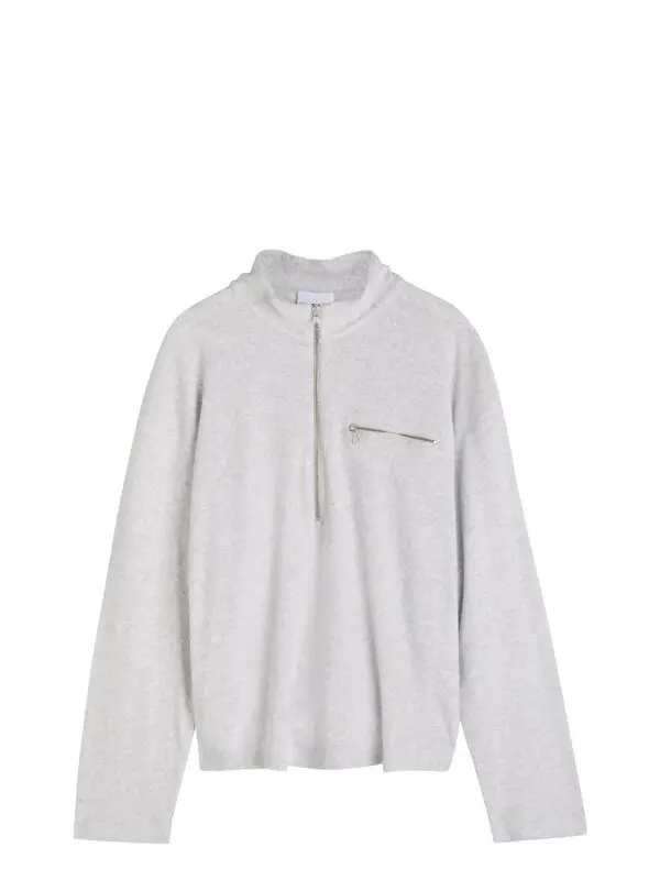 MKI MIYUKI ZOKU Logo-embroidered Terry Half-zip Sweatshirt - Grey