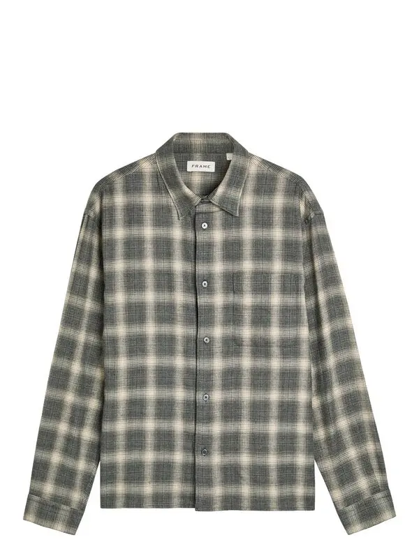 FRAME Plaid Brushed Cotton Shirt - Grey