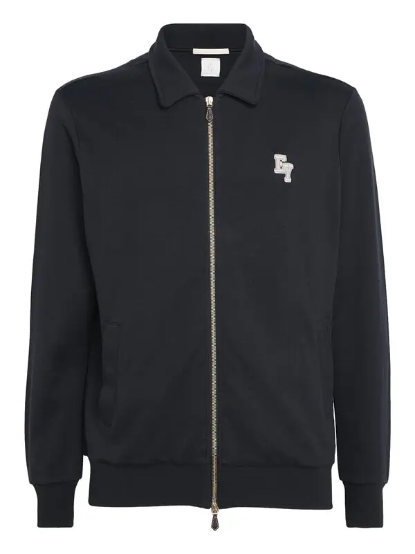 Eleventy Cotton-blend Logo Track Jacket - Black