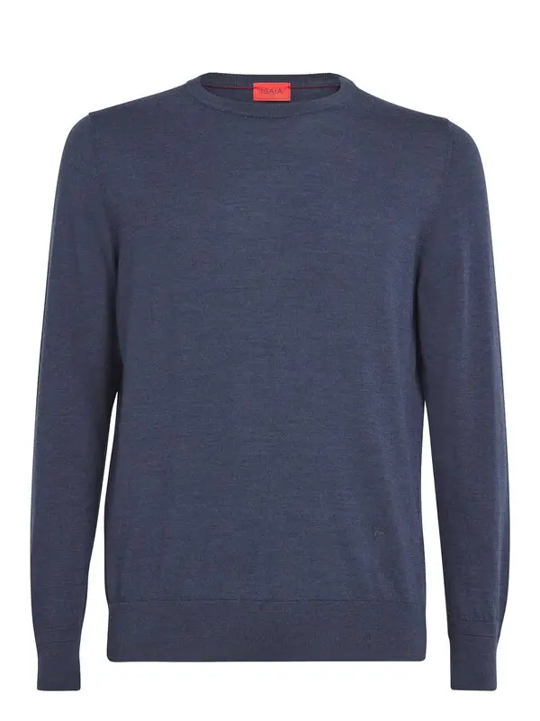 Isaia Wool Crew-neck Sweater - Blue
