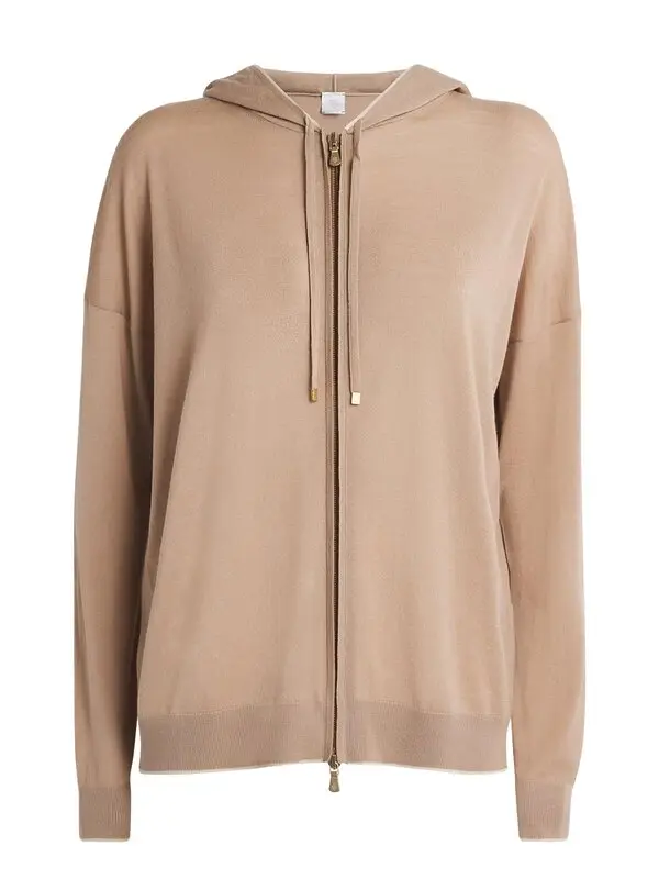 Eleventy Wool Zip Hoodie - Beige