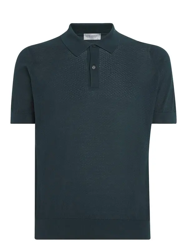 John Smedley Sea Island Cotton Textured Calun Polo Shirt - Green