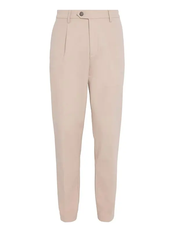 Eleventy Stretch-cotton Tapered Trousers - Beige