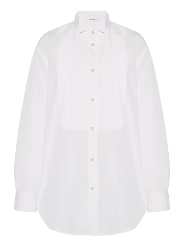 THE ROW Erelia Cotton Tuxedo Shirt - White