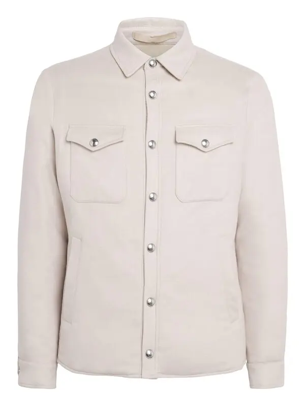 Eleventy Silk-cashmere Padded Overshirt - Beige