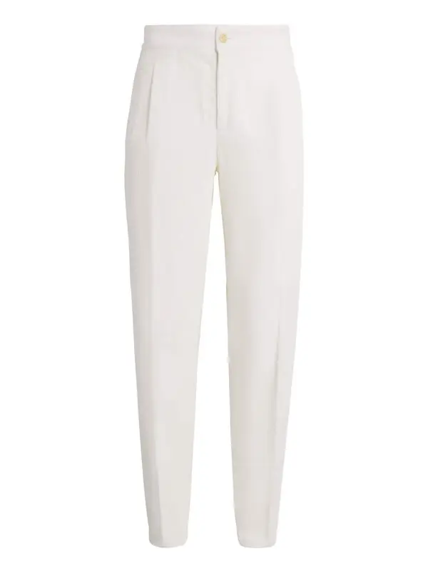 Isaia Corduroy Pleated Trousers - White