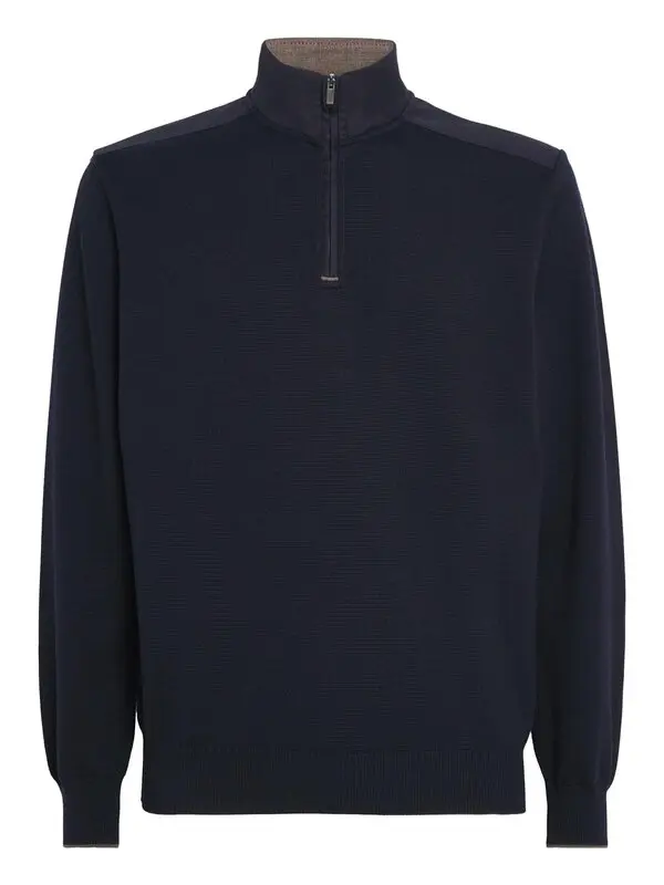 Paul & Shark Virgin Wool Riviera Quarter-zip Sweater - Blue
