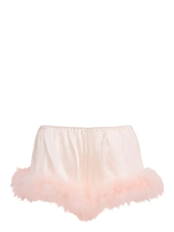 GILDA & PEARL Silk Feather-trim Taylor Shorts - Pink