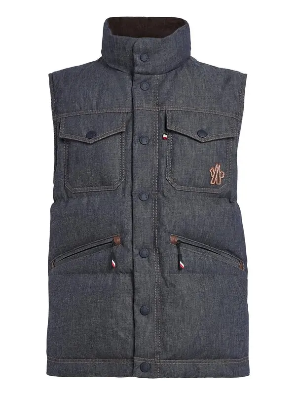 Moncler Down Grenoble Krachan Denim Gilet - Grey