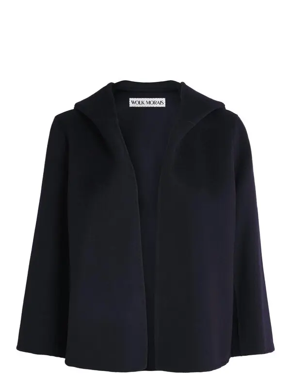 WOLK MORAIS Cashmere Hooded Paletot Jacket - Navy