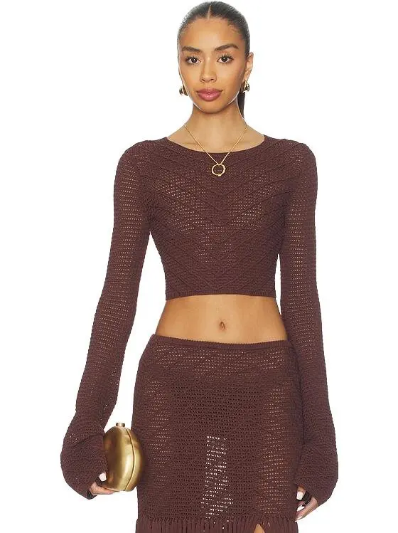 Devon Windsor Erin Longsleeve Top - Mahogany