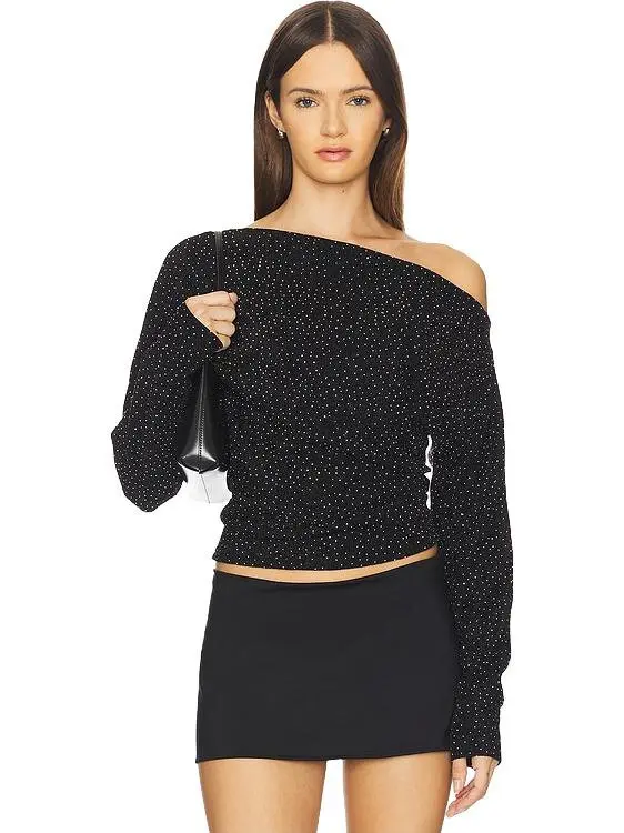 Lna Odette Studded Top - Black