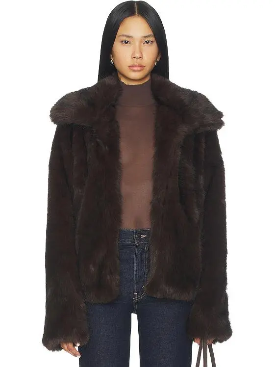 SNDYS Leila Faux Fur Jacket - Chocolate