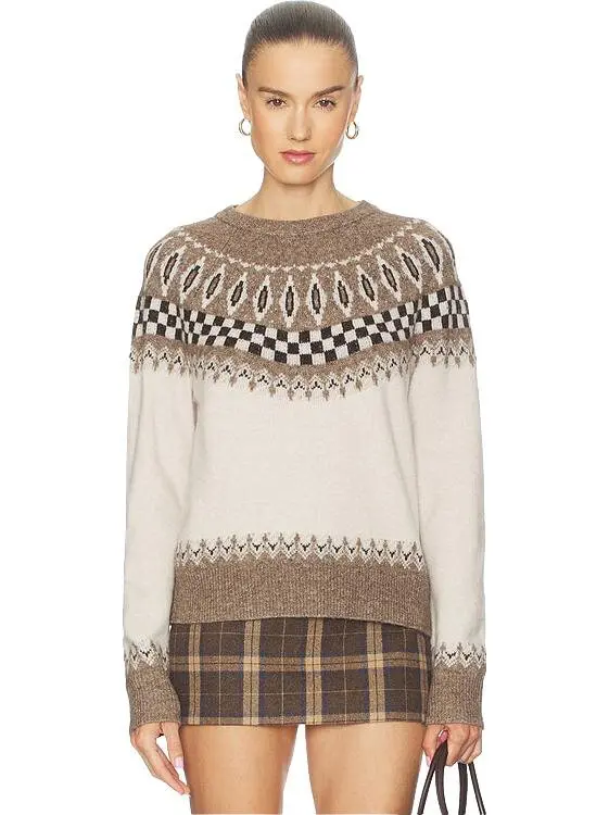 Lna Tali Fair Isle Sweater - Ivory Multi Fair Isle