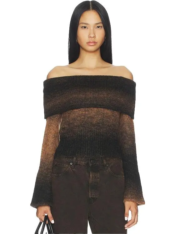 THE WOLF GANG Soraya Off Shoulder Top - Chocolate