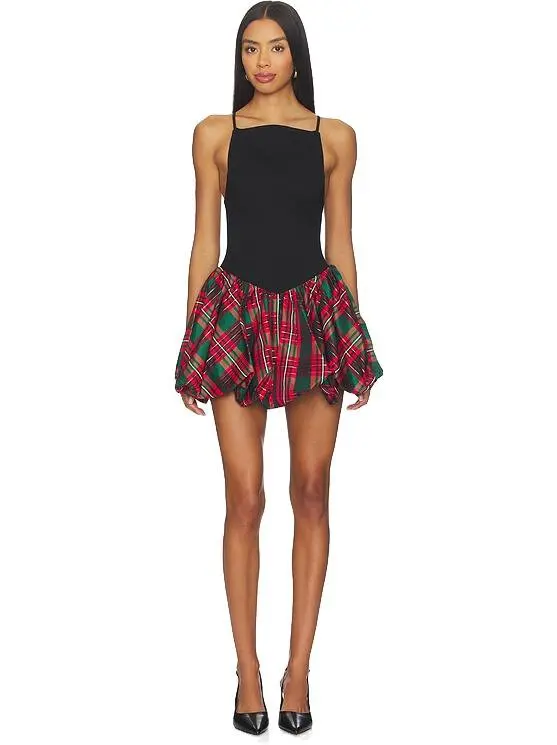Free People Tinsel Kiss Mini Dress - Red Plaid