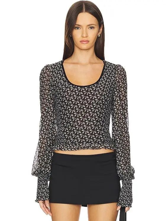 Free People Dottie Knit Top - Black Combo