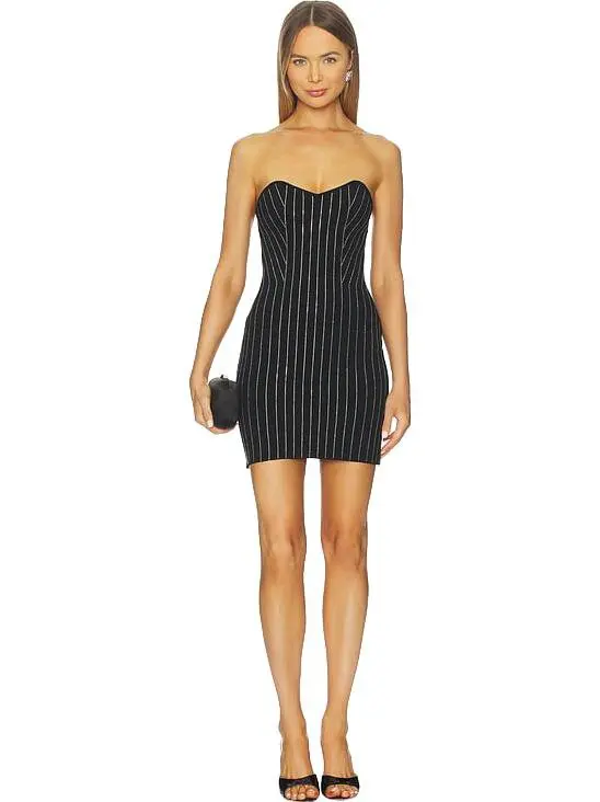 DODIEE Skyla Pinstripe Tube Dress - Black