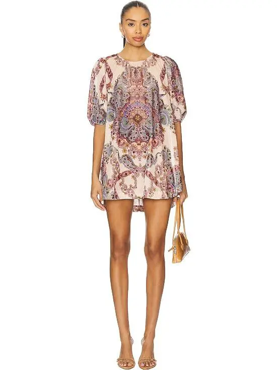 Free People Maye Printed Velvet Tunic Dress - Tea Combo