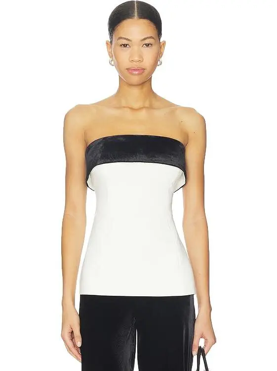 Cami Nyc Rohan Velvet Trim Top - White & Black