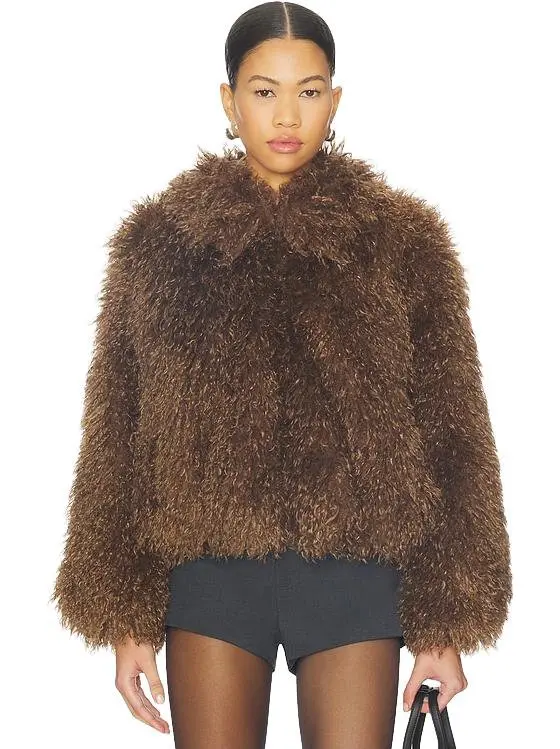 Astr The Label Kamrath Faux Fur Jacket - Brown