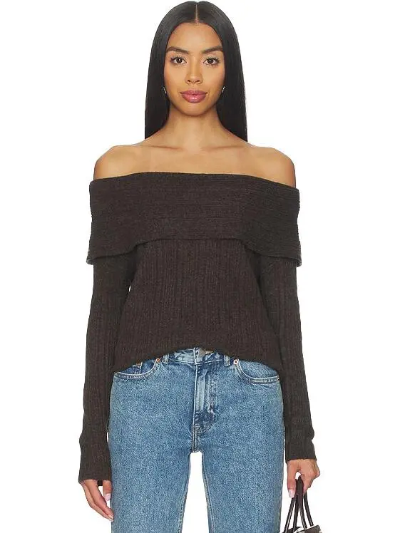 Heartloom Kat Off-shoulder Sweater - Espresso
