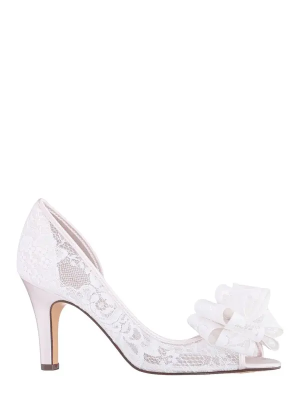 Nina Floyda Lace Peep Toe Pumps - Ivory