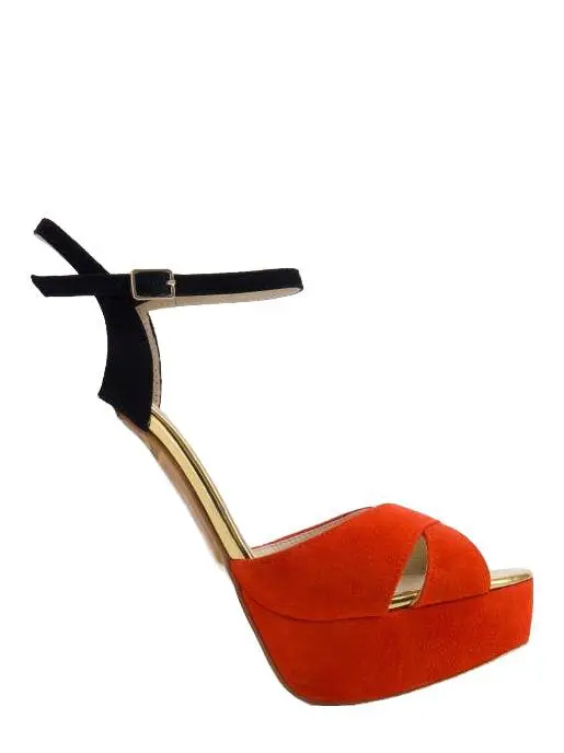 FREYA ROSE Suki Ankle Strap Platform Heel Sandal - Red