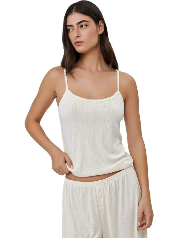 GOTTEX BEACH LIFE Daydream Pointelle Loungewear Tank Top - Cream