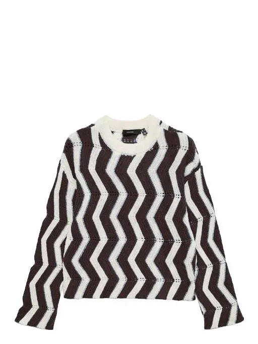 Vero Moda Libra Zigzag Stripe Sweater - Birch/chocolate