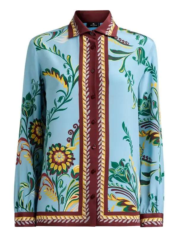 Etro Printed Silk Shirt - Light Blue
