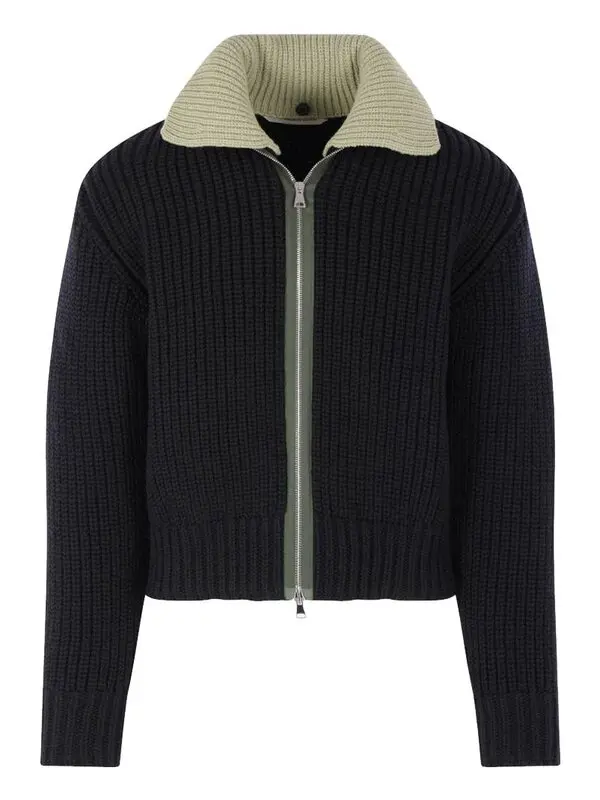 NAMACHEKO Ribbed Wool Knit Cardigan - Black