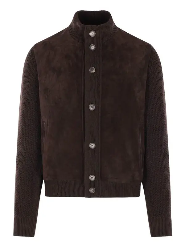 Zegna Waffle-knit Cashmere Bomber Jacket - Dark Brown United