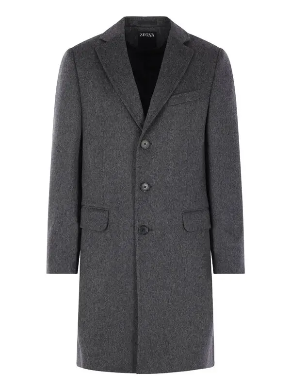 Zegna Single-breasted Wool-cashmere Coat - Dark Gray Combined