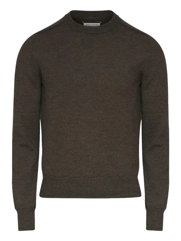 MAISON MARGIELA Wool Crewneck Sweater With Patches - Brown
