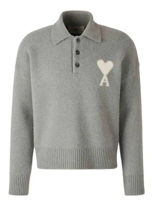 Ami Polo Neck Sweater - Grey
