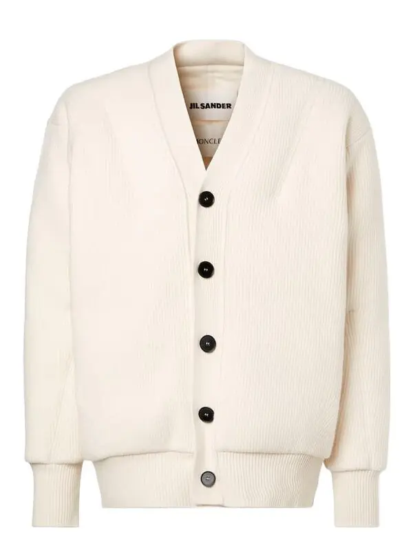 Moncler Jil Sander Virgin Wool Down Cardigan - White
