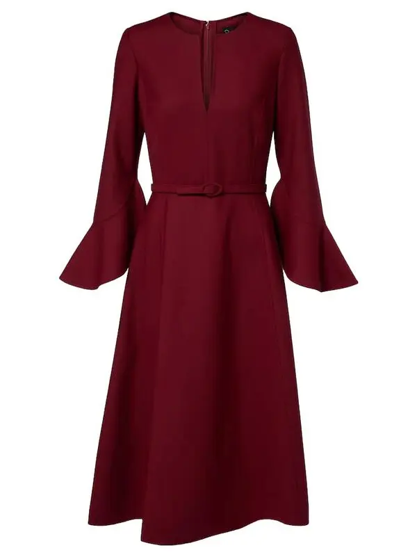Oscar De La Renta Wool-blend Midi Dress - Burgundy