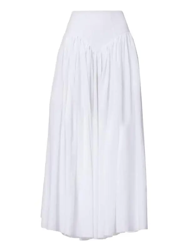 Gabriela Hearst Juniper Gathered Linen Midi Skirt - White