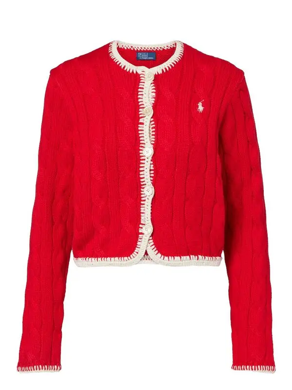 Polo Ralph Lauren Cable-knit Cotton Cardigan - Red