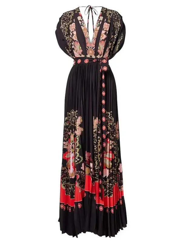 La DoubleJ Accordion Printed Plissé Maxi Dress - Multicoloured